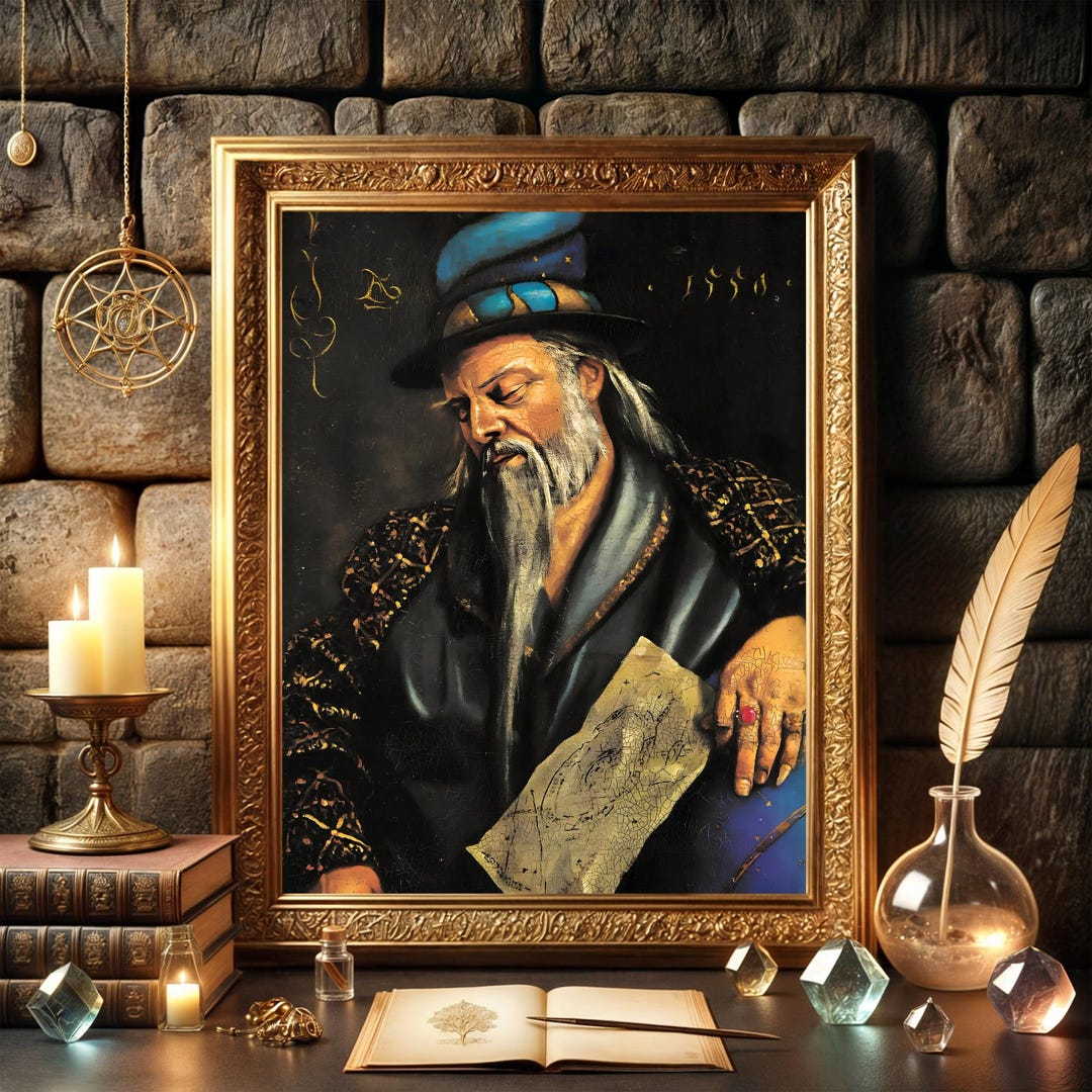 Sleeping Wizard Merlin Art Print: Vintage Renaissance Spellcaster ...