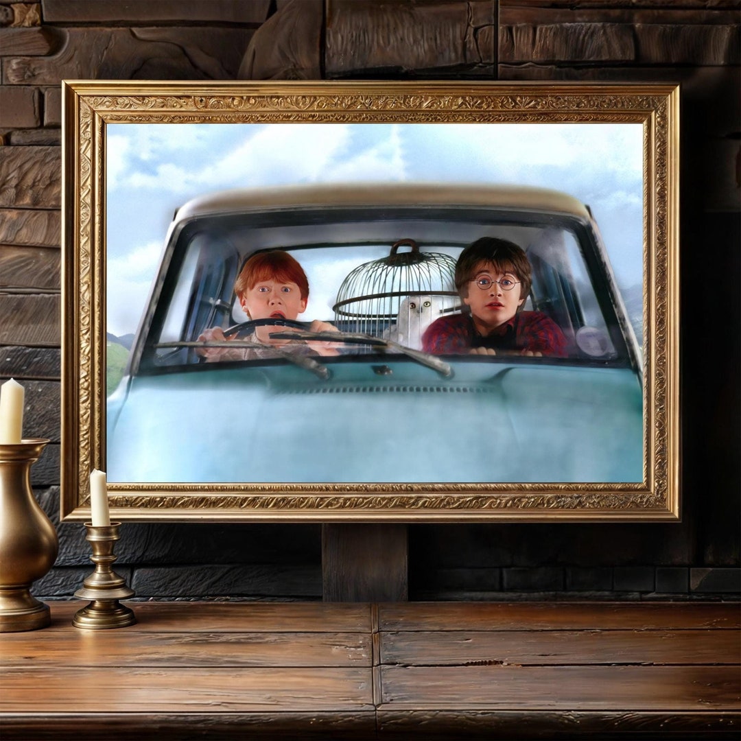 Harry and Ron in the Flying Car Digital Download Printable Wall Art ...