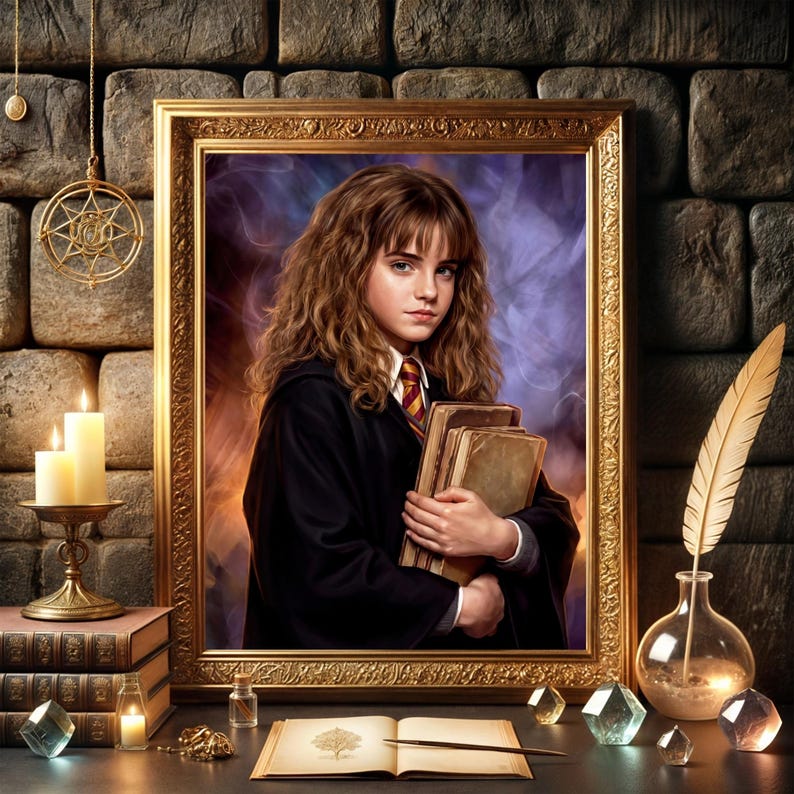 Young Hermione Poster Smart Wizard Girl Books Portrait Wall Art ...