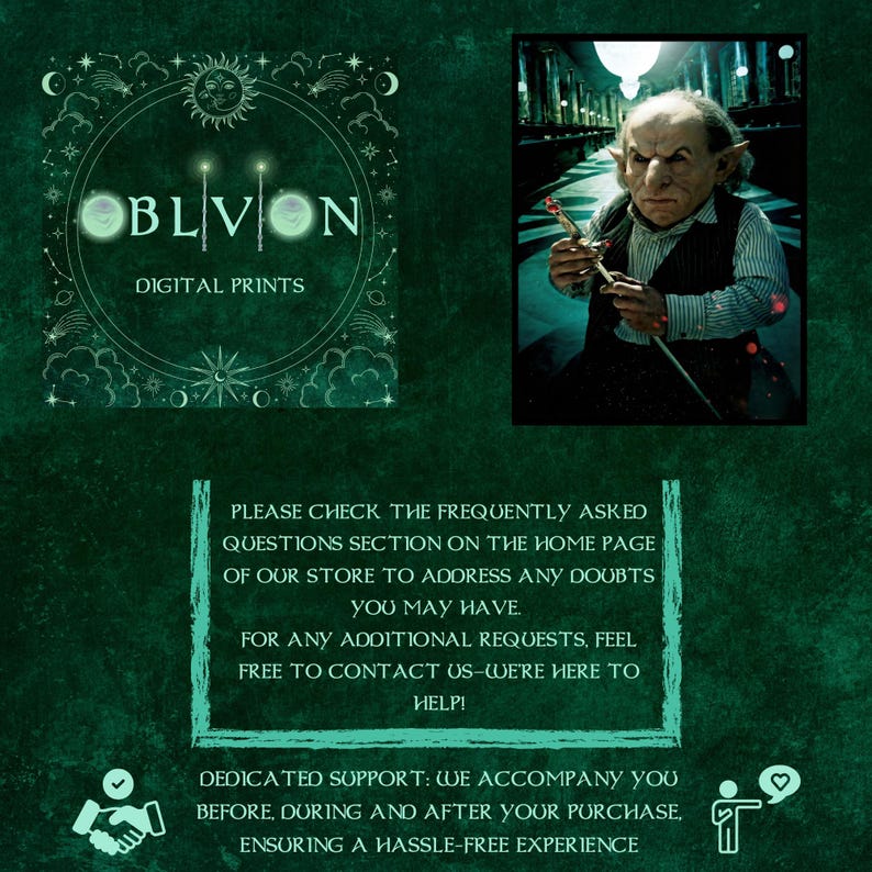 Póster de duende Griphook con escena de espada, impresión artística del ...