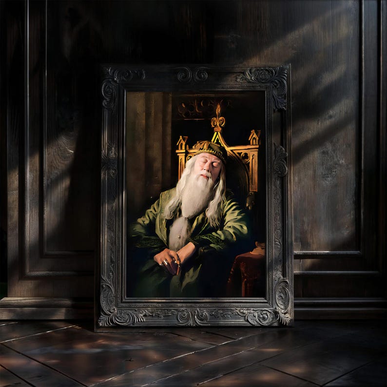 Headmaster Albus Sleeping Poster Wizard School Magic Wall Art Print ...