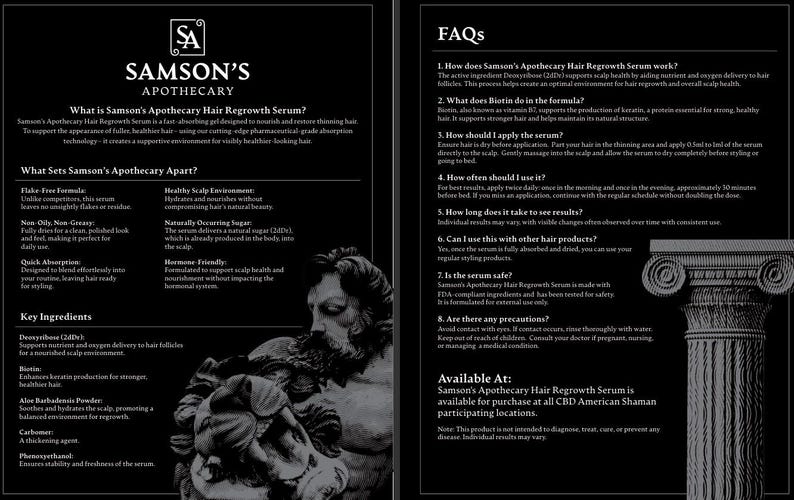 Samson's Apothecary Concentrated 1% Deoxyribose (2ddr) Hair Regrowth ...