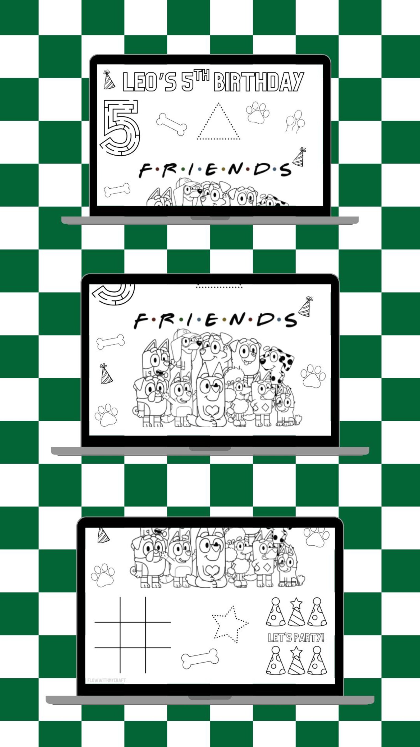 Editable Bluey Birthday Coloring Page | Friends Theme | Birthday ...