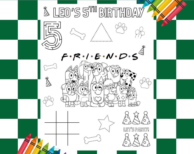 Editable Bluey Birthday Coloring Page | Friends Theme | Birthday ...
