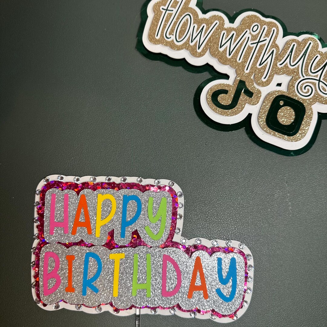 Colorful Cake Topper Bling Cake Topper Pink Cake Topper Happy Birthday ...