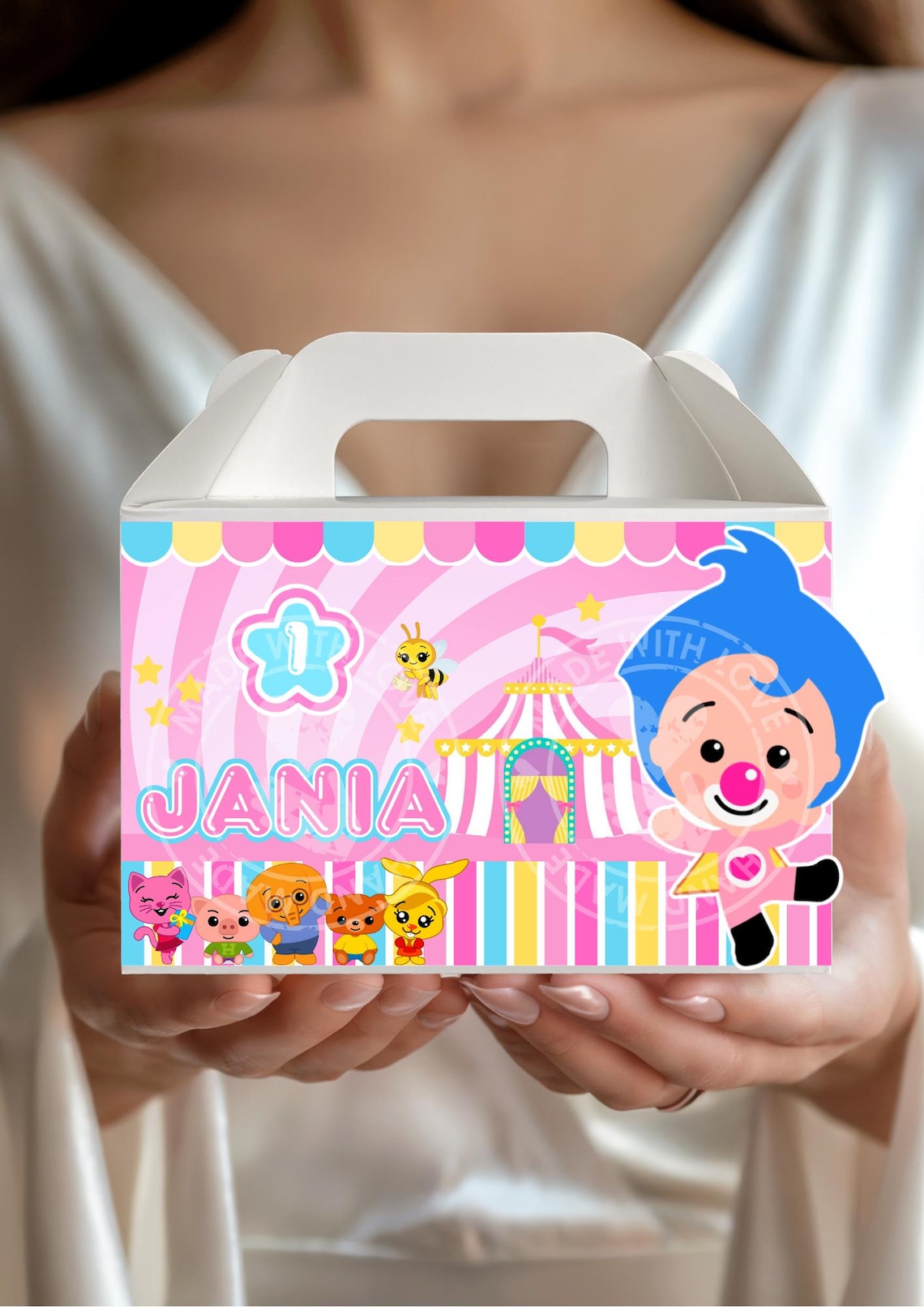 Plim Plim Rosa Decoration, Plim Plim Birthday Png, Gable Box A3 ...
