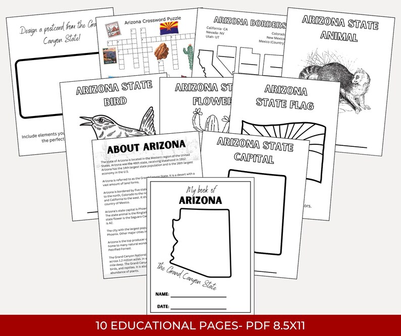 Arizona State Packet | Coloring Pages Crossword Puzzle | Road Trip ...