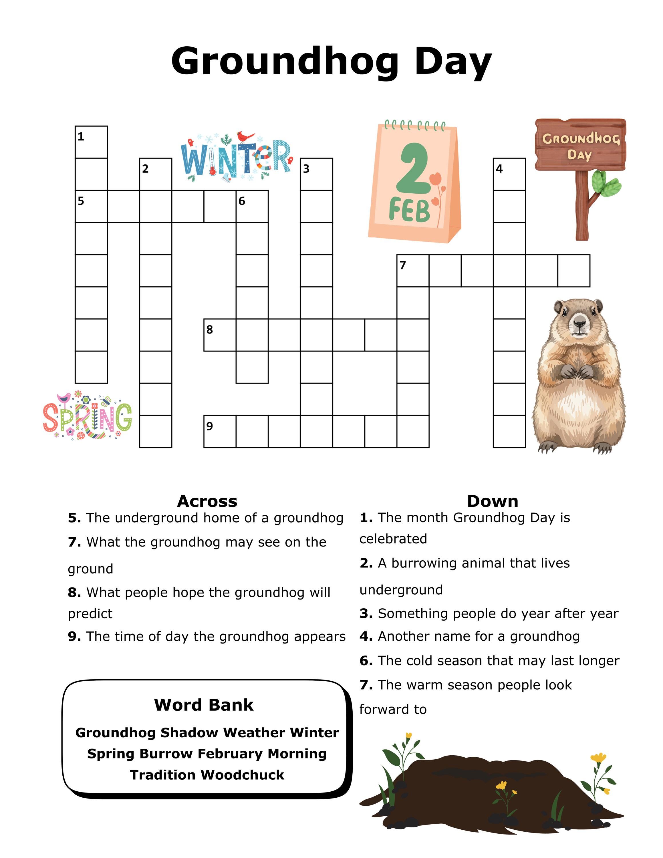 Groundhog Day Activity Coloring Pages | Printable PDF Resource - Etsy