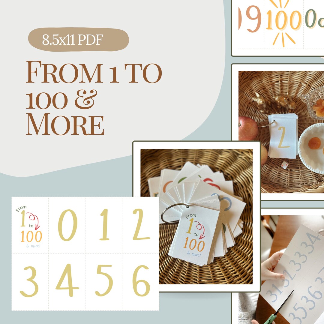 Numbers 1-100 Flashcards: Math Learning Resource (digital Download) - Etsy