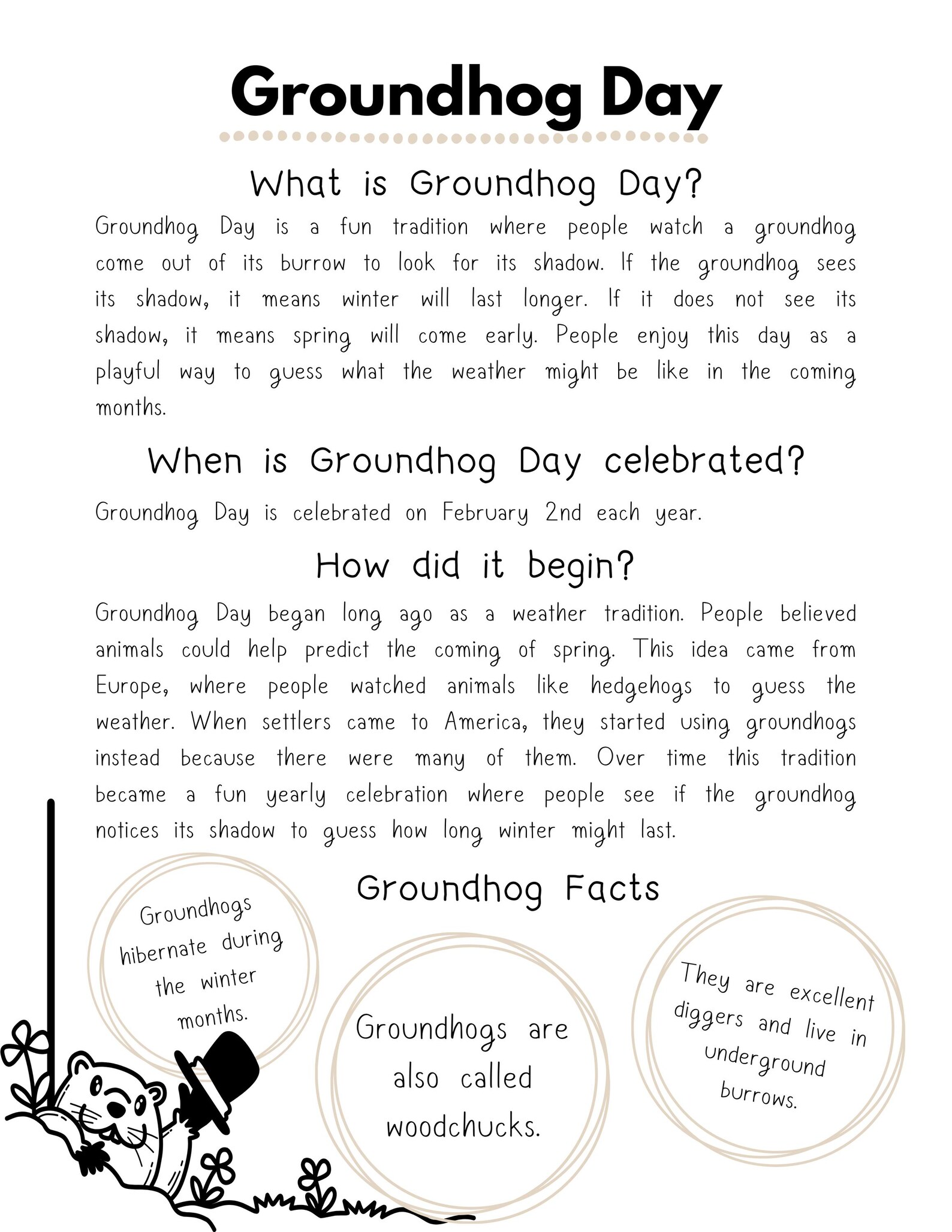 Groundhog Day Activity Coloring Pages | Printable PDF Resource - Etsy