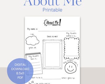 All About Me Worksheet: First Day of School Printable Activity (PDF) - Etsy