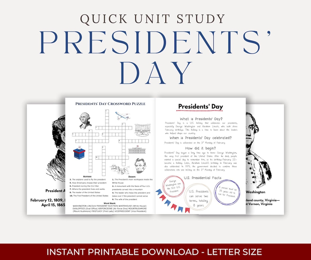 Presidents' Day Quick Unit Study | George Washington | Abraham Lincoln ...