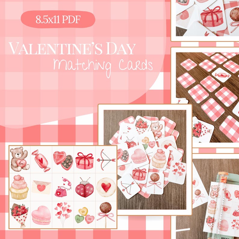 Valentine's Day Matching Memory Card Game | Printable Game PDF - Etsy
