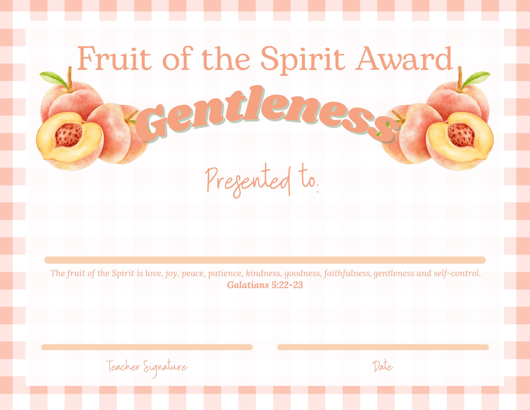 Fruit of the Spirit Award Certificates | Christian Printable Classroom ...