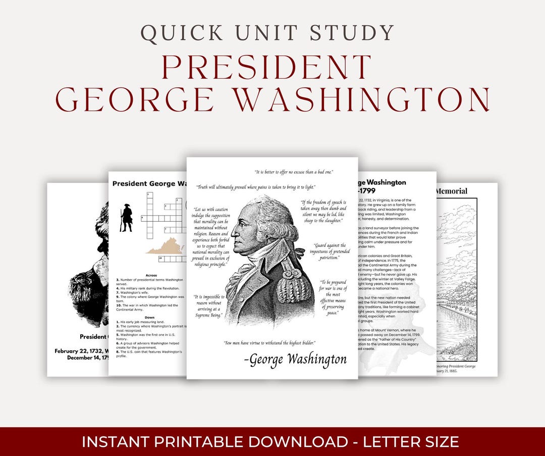 President George Washington Quick Unit Study | USA Presidents | Digital ...