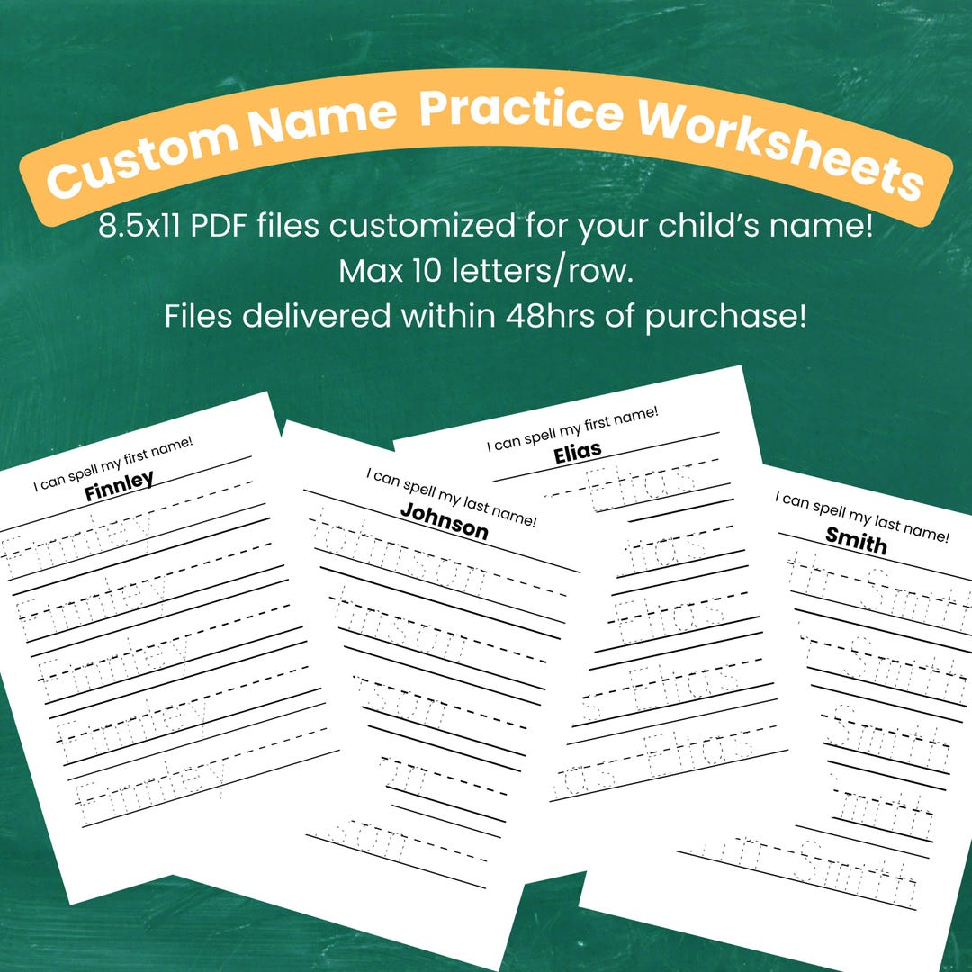 Custom Name Practice Worksheets Early Literacy Preschool TK ...