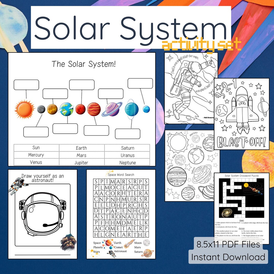 Solar System Activity Set Space Astronauts Games Puzzles Coloring Pages ...