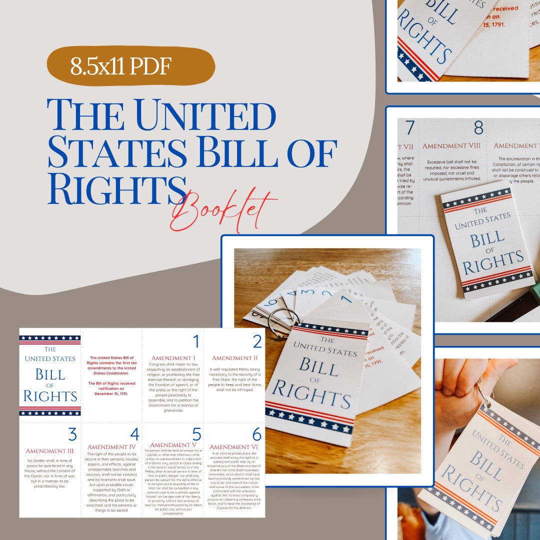The U.S. Bill of Rights Booklet Activity Resource Homeschool American ...