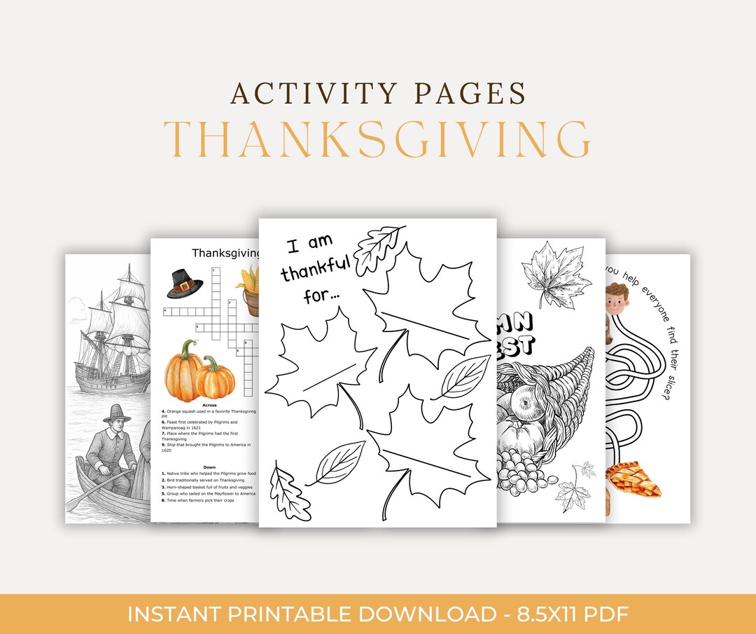 Thanksgiving Activity Coloring Pages Holiday Homeschool Resource ...