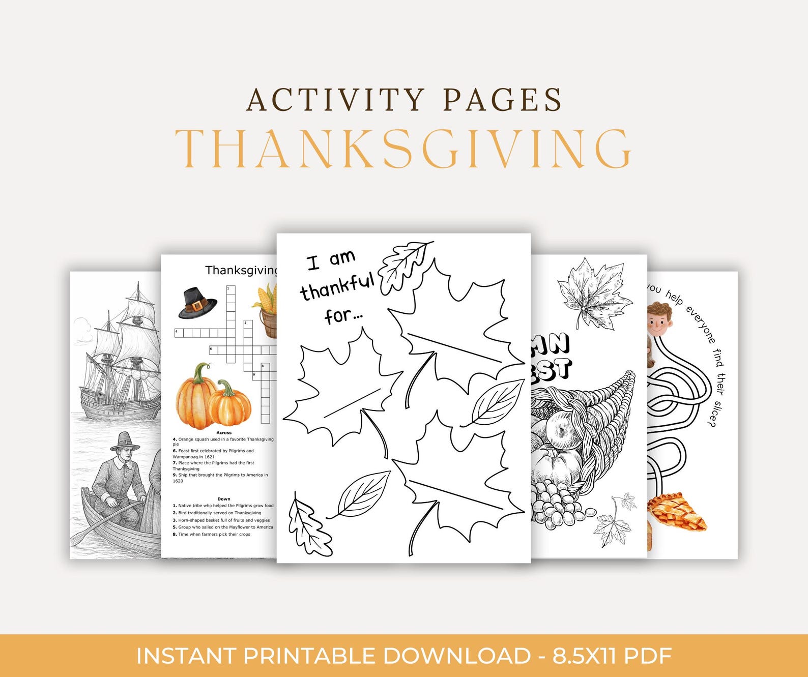 Thanksgiving Activity Coloring Pages Holiday Homeschool Resource ...