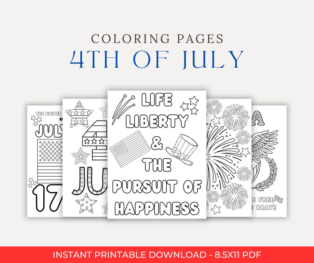 Fourth of July Coloring Pages: Patriotic USA Activity (PDF Download) - Etsy