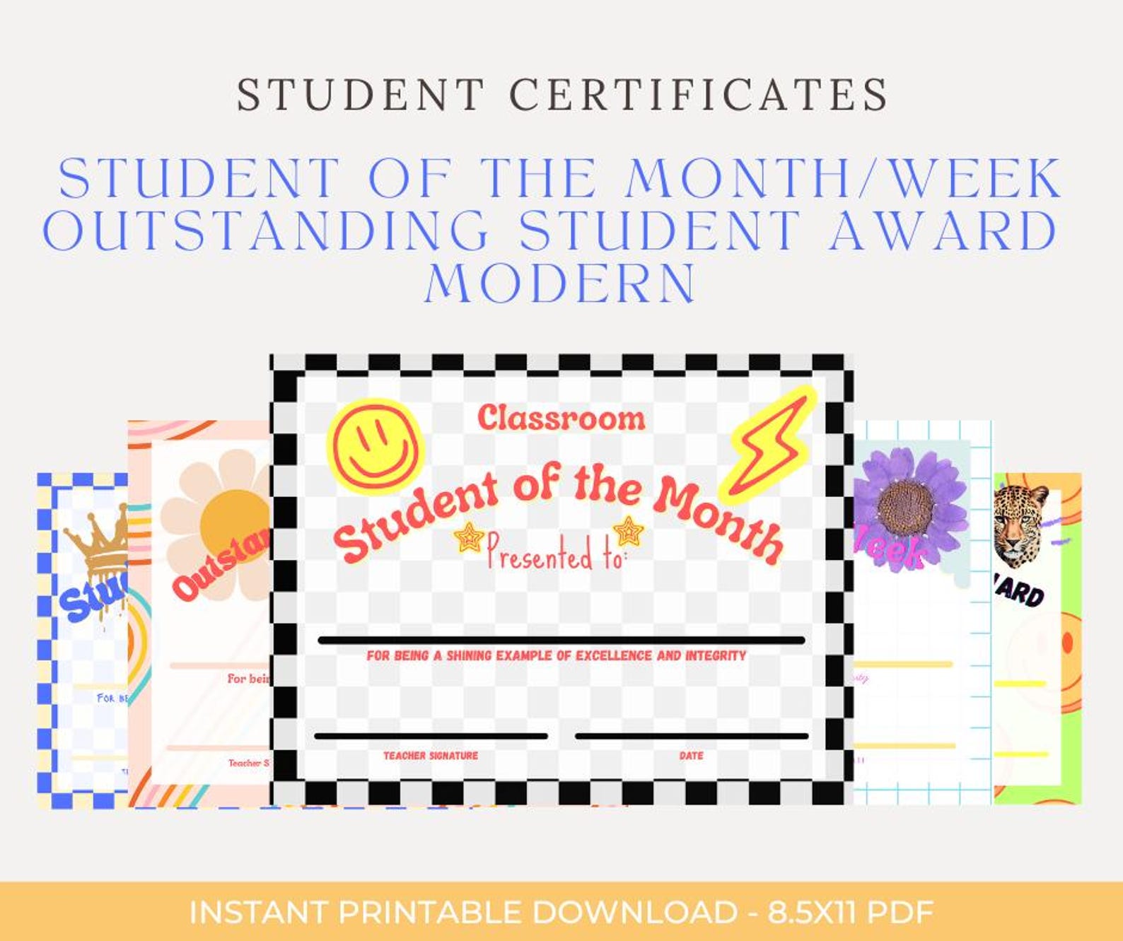 Student Award Certificates: Modern Designs for Classroom Celebrations ...