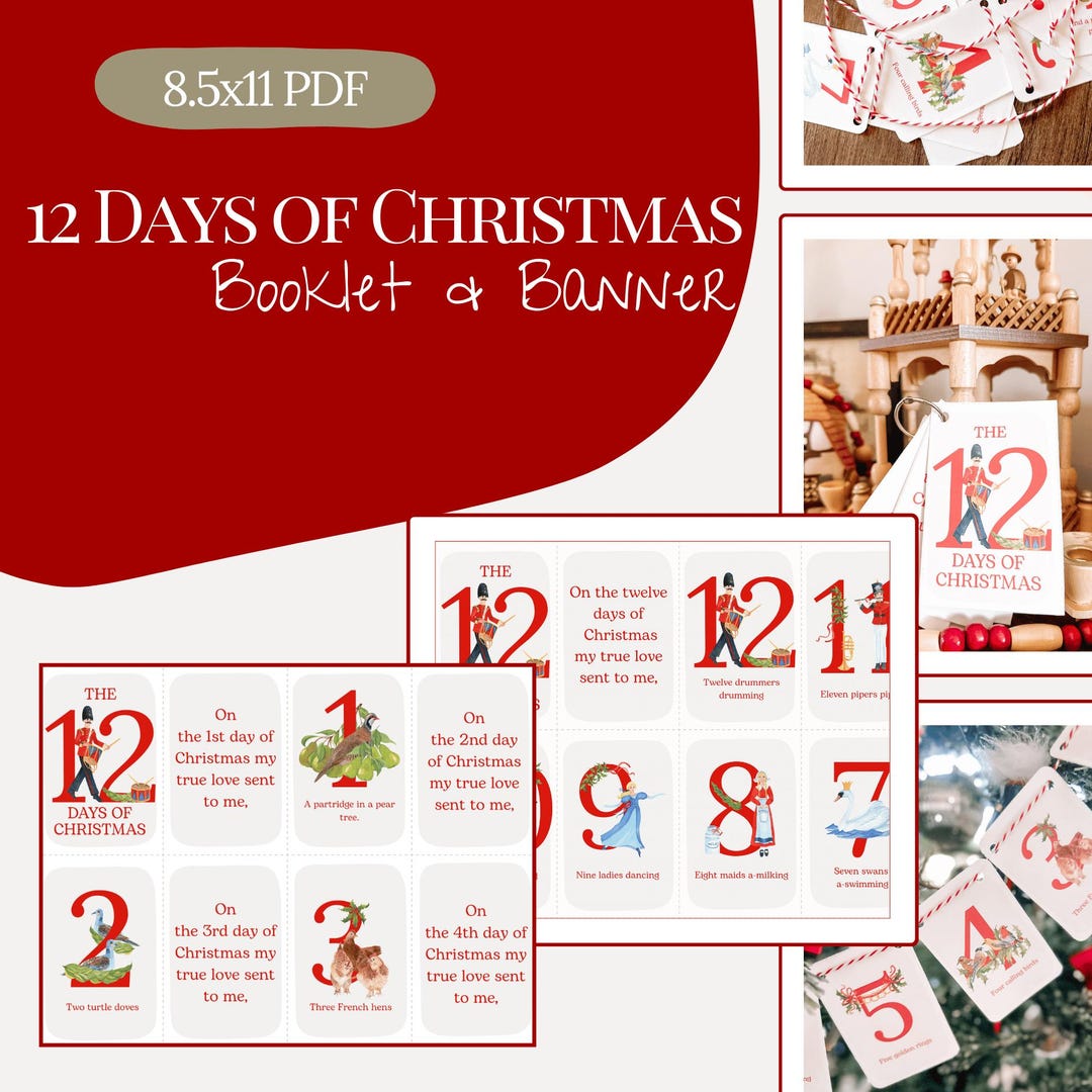 12 Days of Christmas Activity Booklet and Banner Decor Printable - Etsy