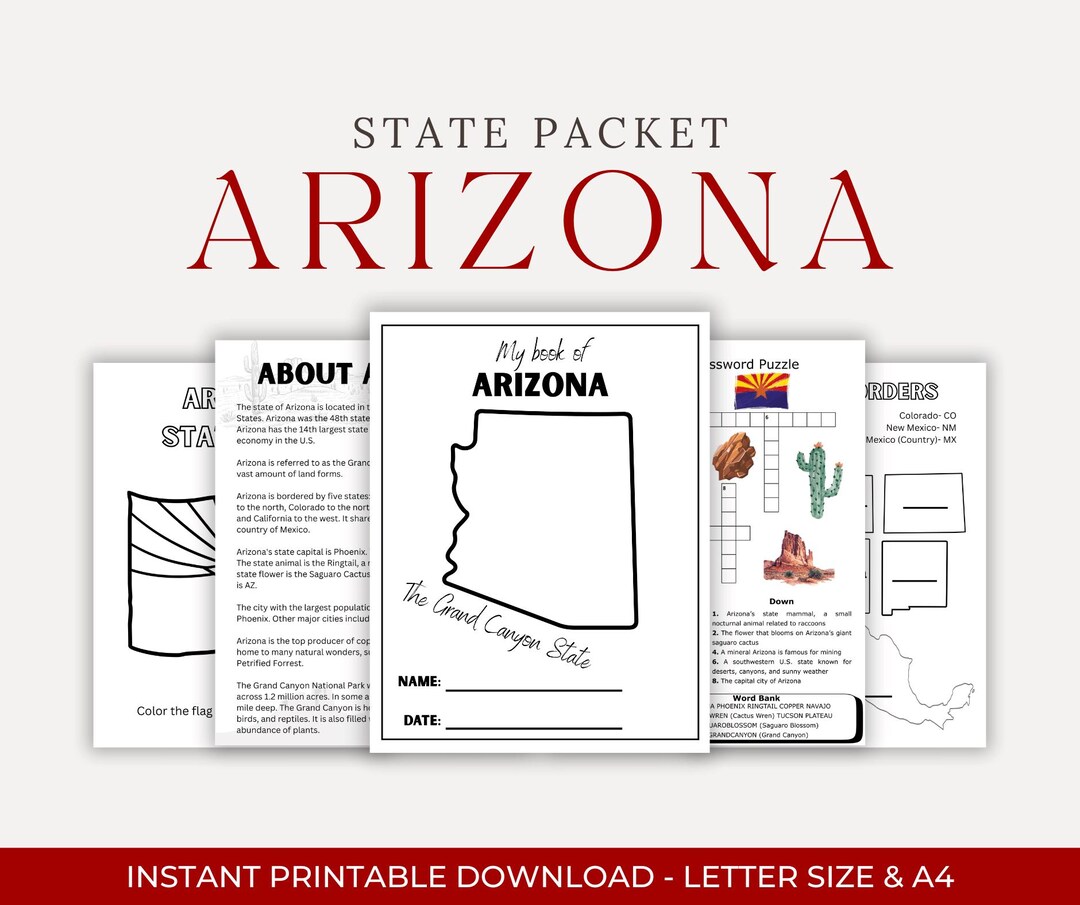 Arizona State Packet | Coloring Pages Crossword Puzzle | Road Trip ...