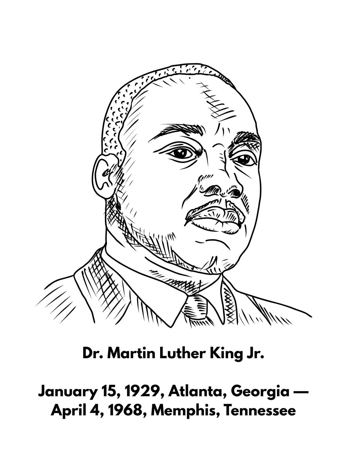 MLK Day Activity Pages | Dr. King Biography, Coloring (printable PDF ...