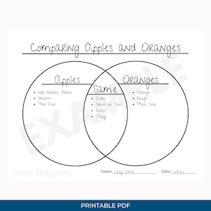 Venn Diagram Printable PDF Worksheet - Etsy