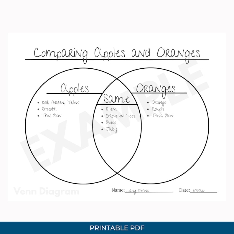 Venn Diagram Printable PDF Worksheet - Etsy