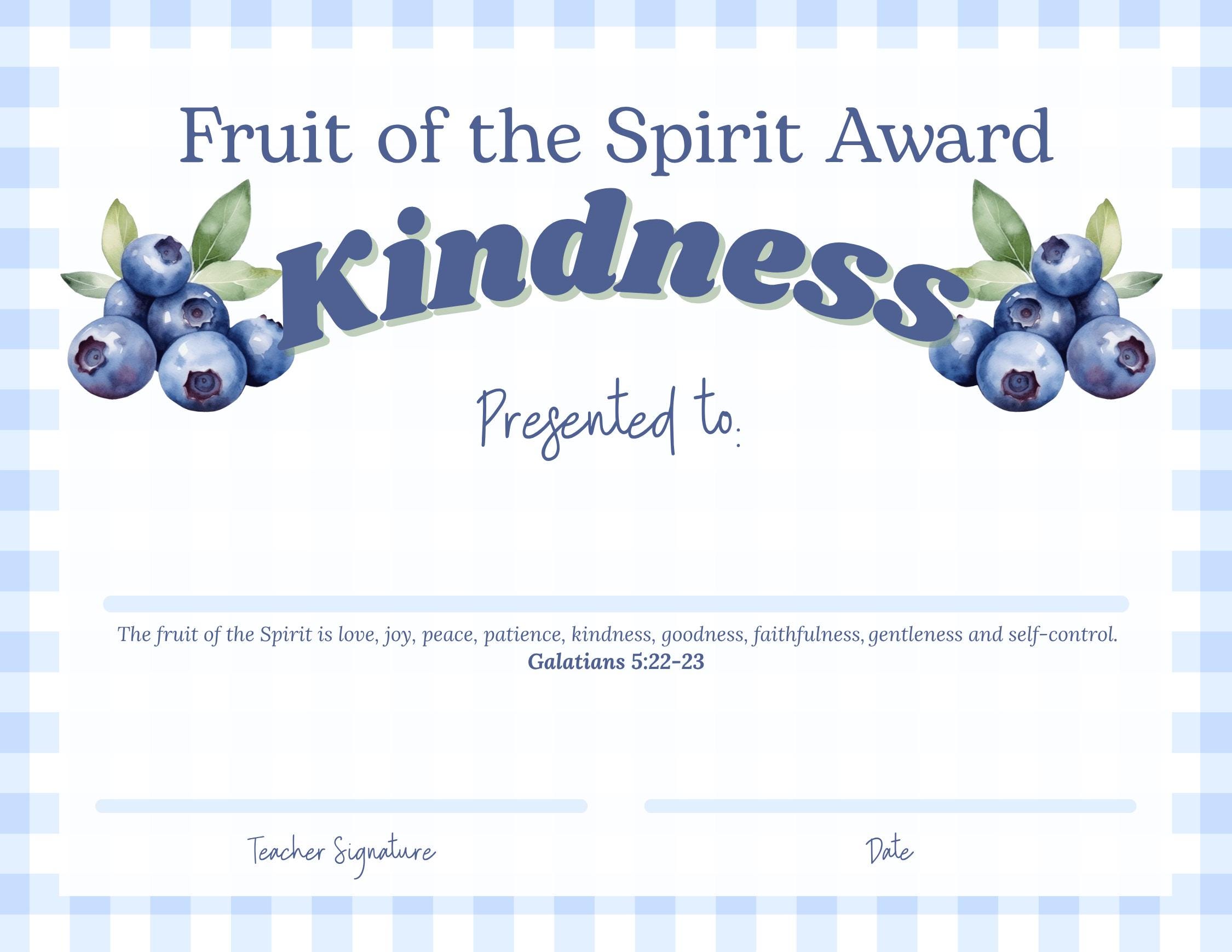 Fruit of the Spirit Award Certificates | Christian Printable Classroom ...