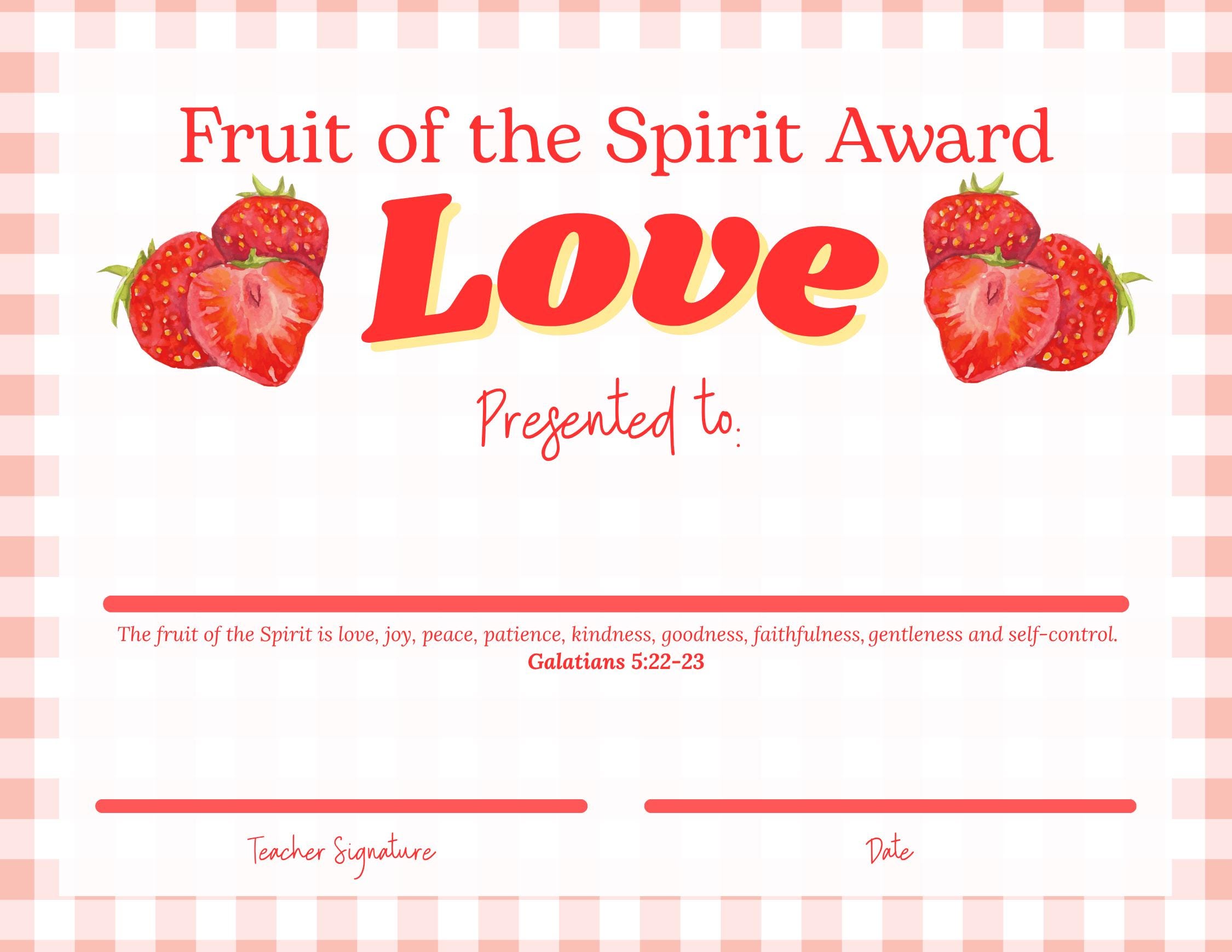 Fruit of the Spirit Award Certificates | Christian Printable Classroom ...