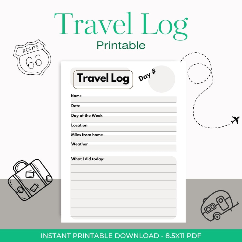 Travel Log Printable | Road Trip Journal| Road School - Etsy