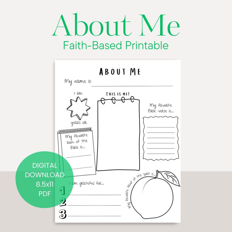 About Me Worksheet for Kids – Faith-based Printable PDF for Homeschool ...