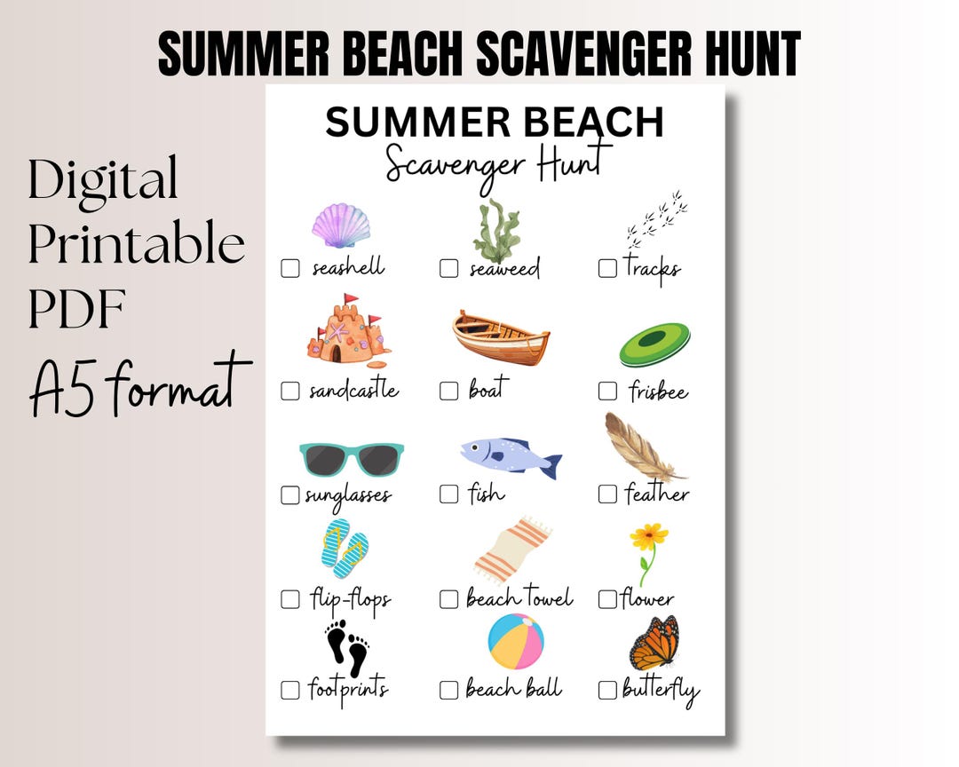 Summer Scavenger Hunt Printable Outdoor Treasure Hunt for Kids Nature ...