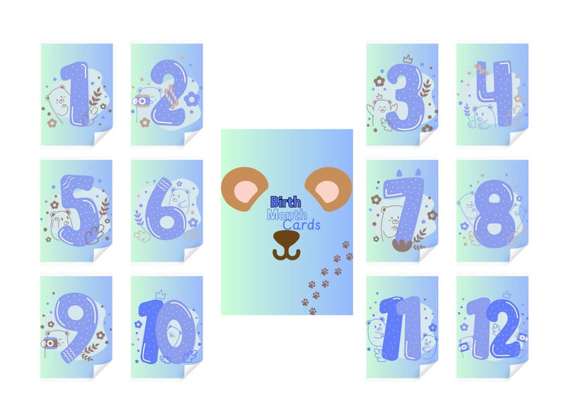 Printable Birth Month Cards for Baby Photos Capture Precious Milestones ...