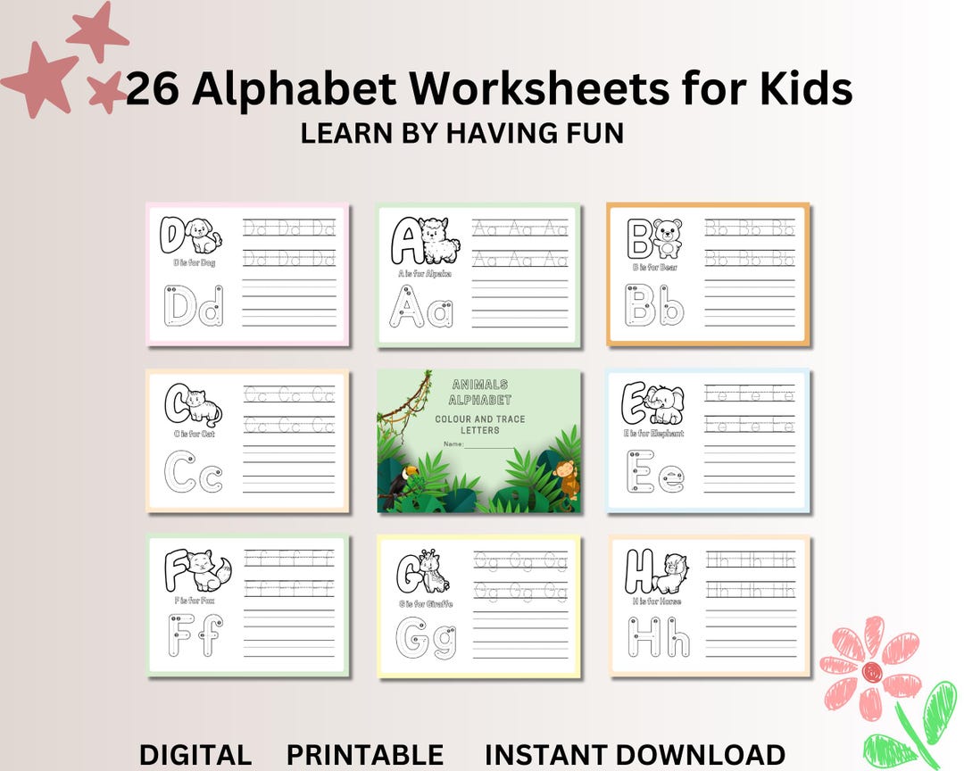 Alphabet Writing and Coloring Pages Children Activity Sheets ...