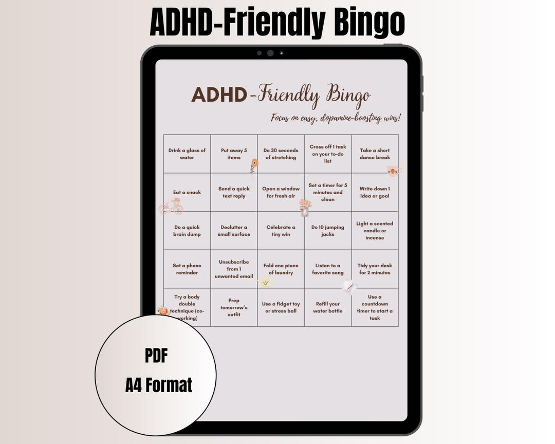 ADHD Friendly Bingo Printable PDF Cottagecore Pastel Productivity ...