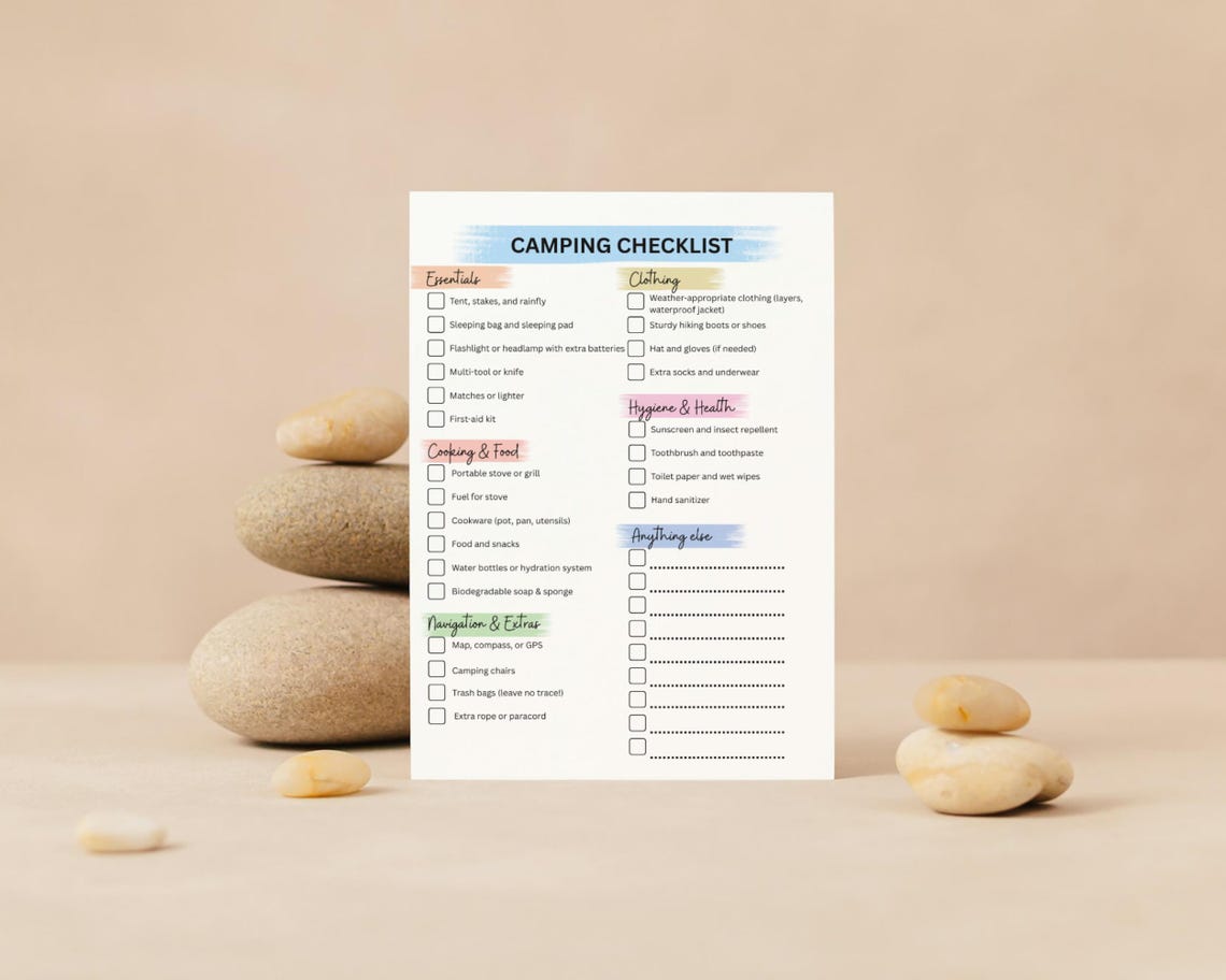Printable Camping Checklist Editable Travel Checklist Camping RV Camp ...