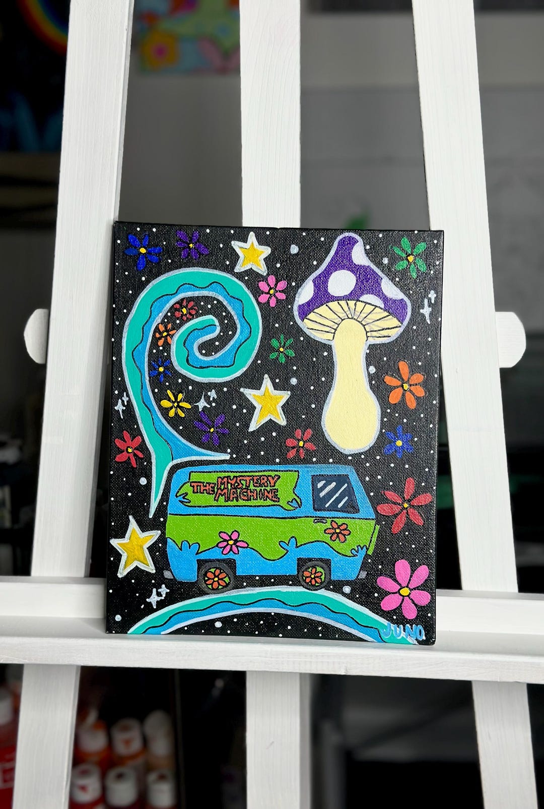 Hand-painted Mystery Machine Canvas | Psychedelic Scooby-doo Wall Art ...