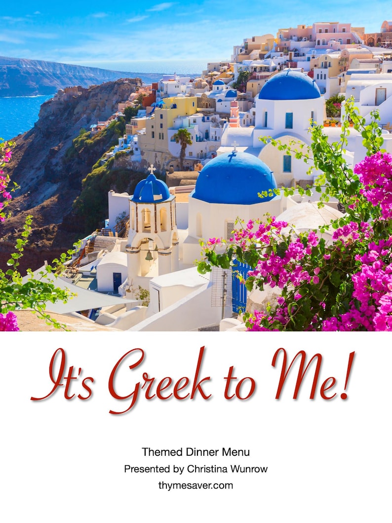 It's Greek to Me Dinner Party Menus - Etsy