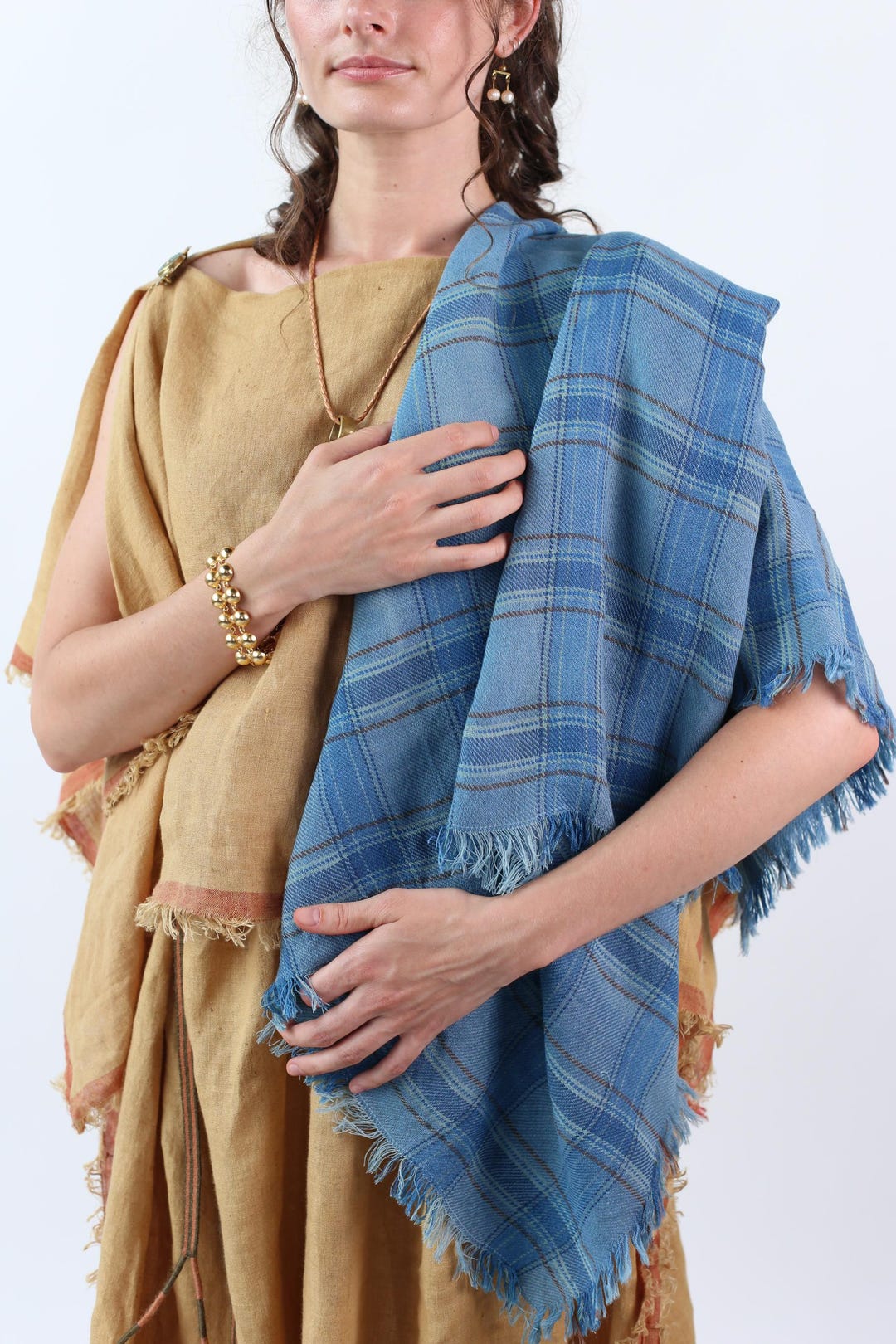 NATURAL DYED SHAWL / Summer Cape | Woolen Plaid, Viking Cape, Medieval ...