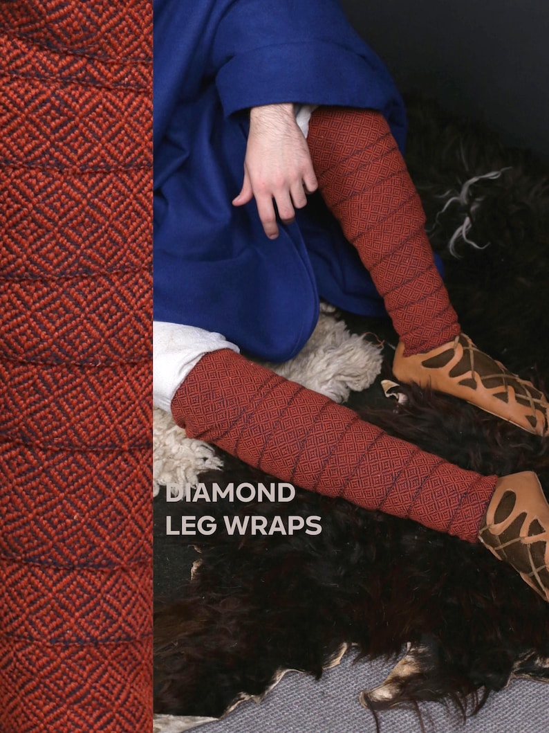 DIAMOND LEG WRAPS / Handwoven Viking Leg Wraps, Winingas, Leg Wrappings ...