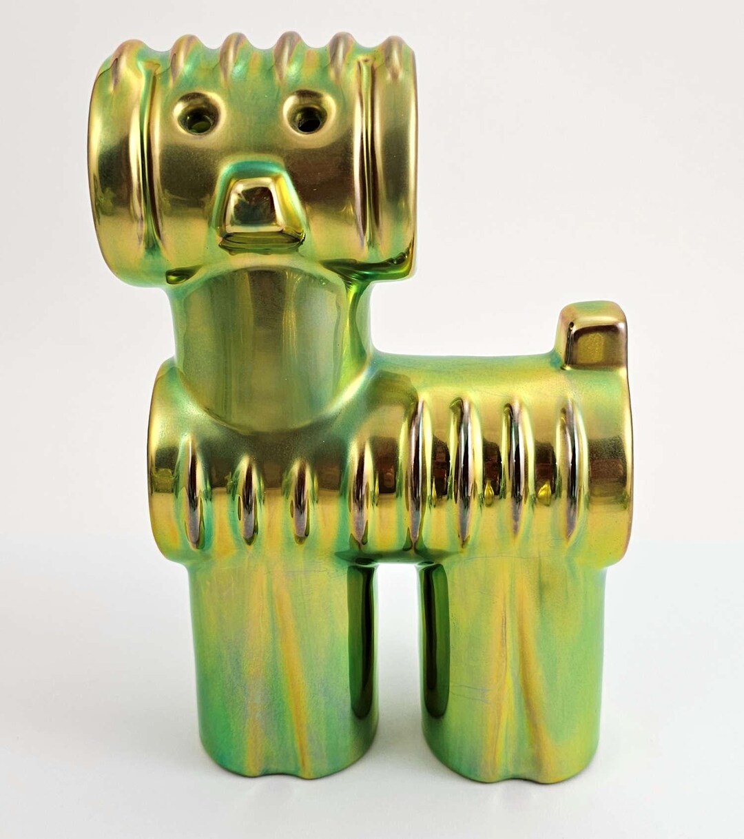 Zsolnay Eosin Art Deco Dog Figurine - Gold Tone - Etsy