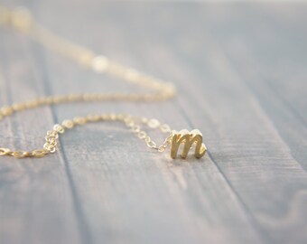 Cursive Rose Gold Letter, Alphabet, Initial m Necklace, Birthday Gift ...