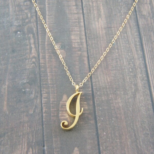 Gold Letter Necklace - Etsy