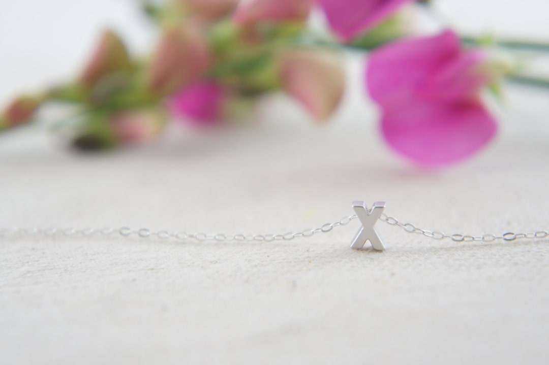 Silver Letter, Alphabet, Initial Capital x Necklace, Birthday Gift ...