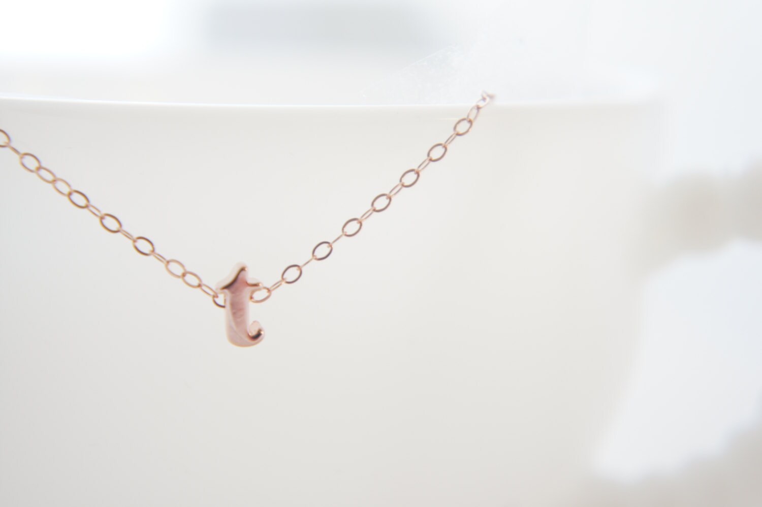 Rose Gold Letter Alphabet Initial t Necklace | Etsy
