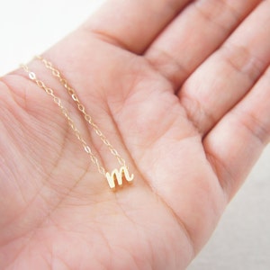 Cursive Gold Letter Alphabet Initial m Necklace - Etsy
